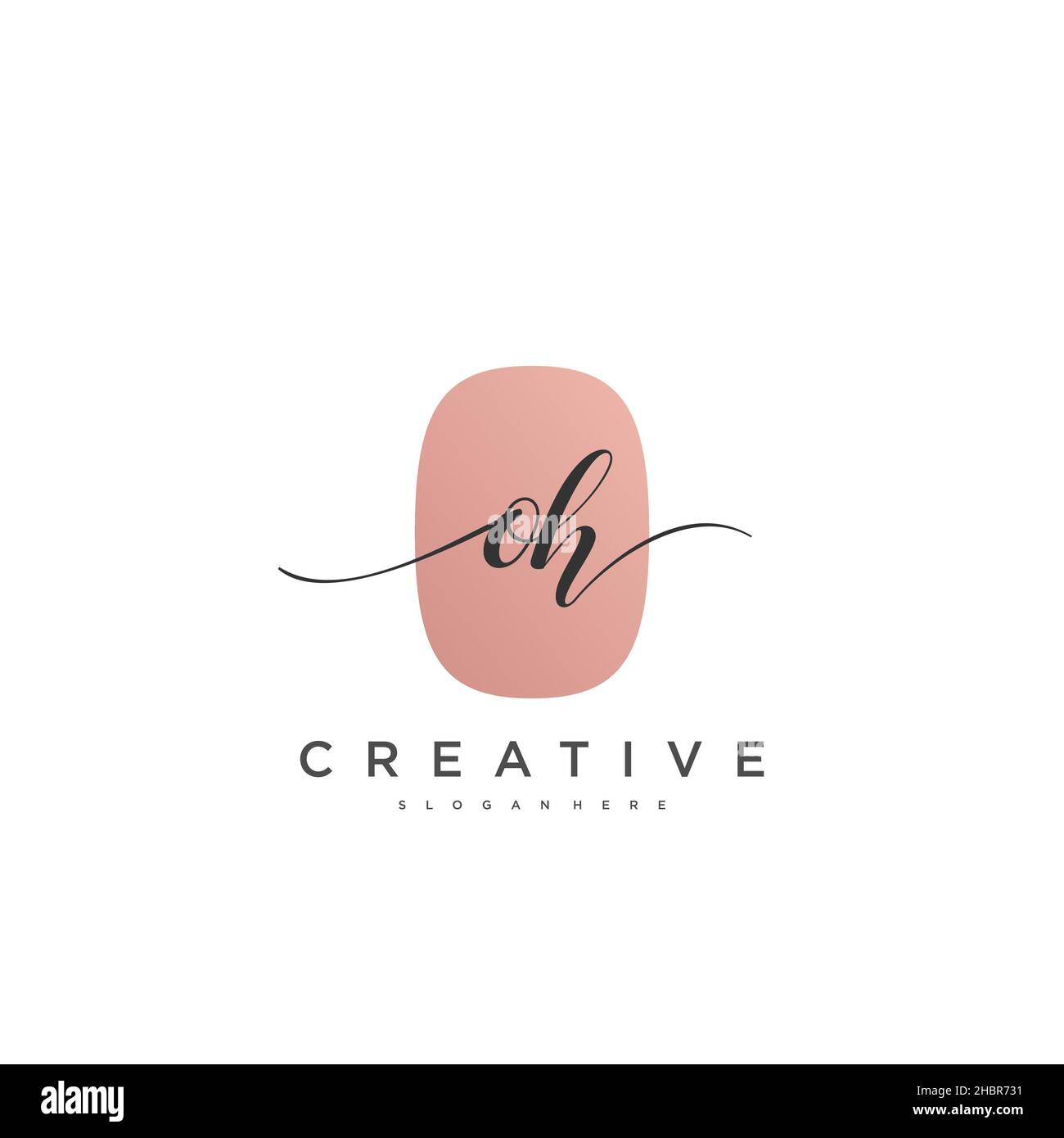 OH Initial handwriting minimalist geometric logo template vector art ...
