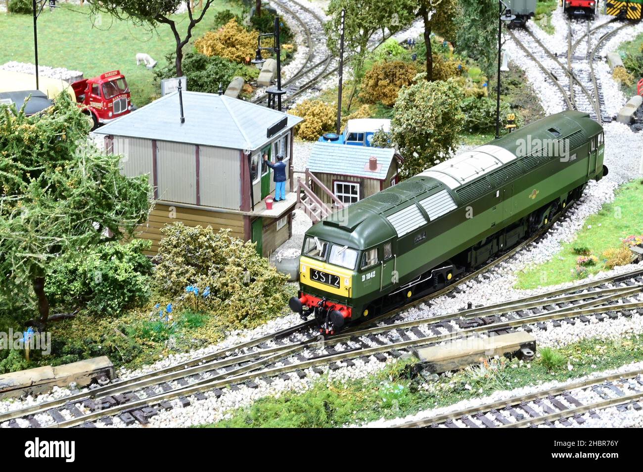 A model of a British class 47 locomotive in early British Rail green ...