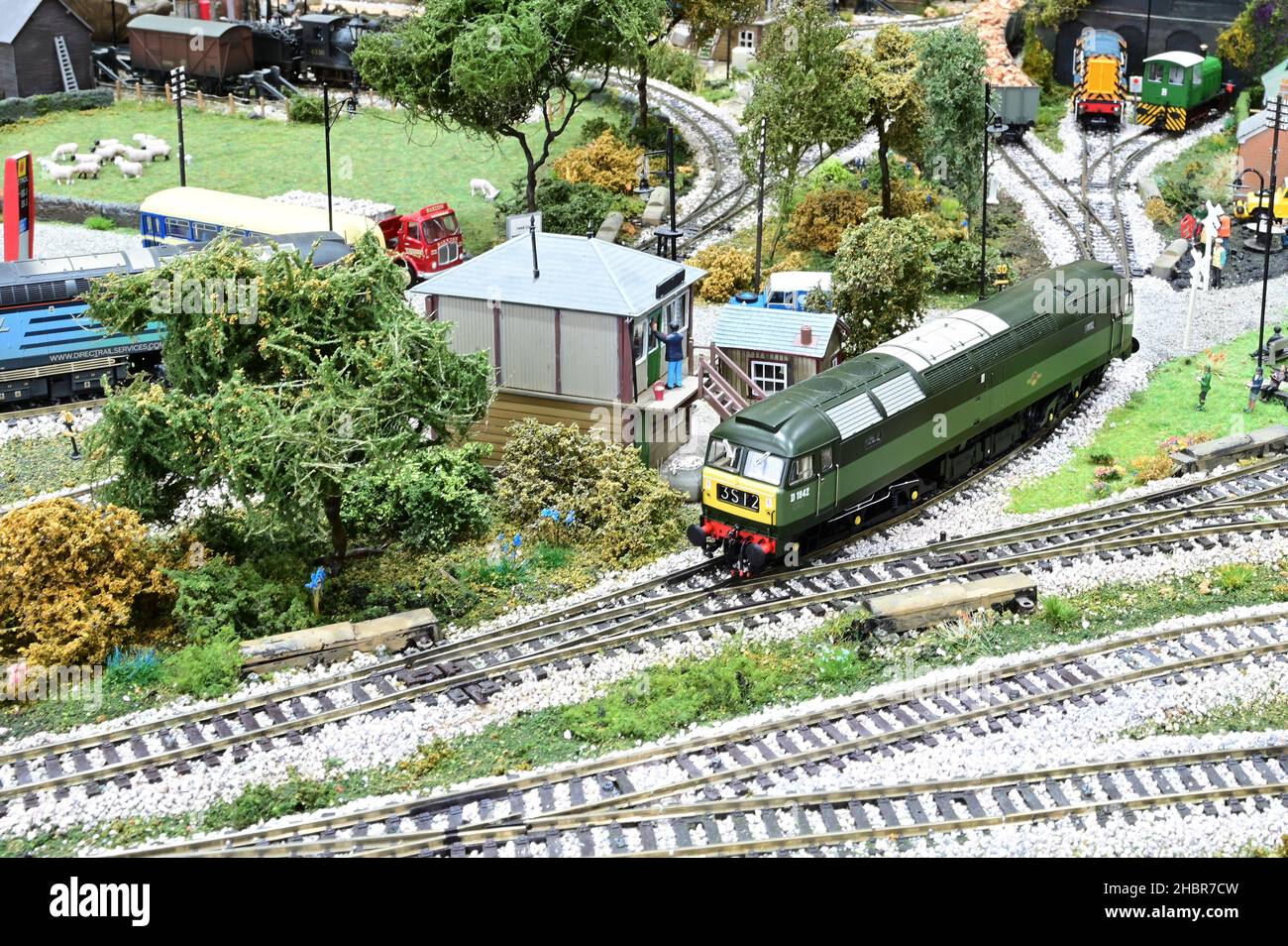 A model of a British class 47 locomotive in early British Rail green ...