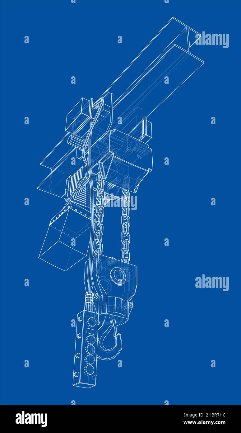 Winch or lifting machine concept outline Stock Photo - Alamy