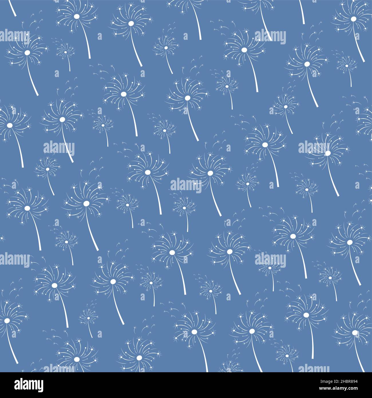 Dandelion flowers flying on a blue sky with stars, vector. Wall paper ...