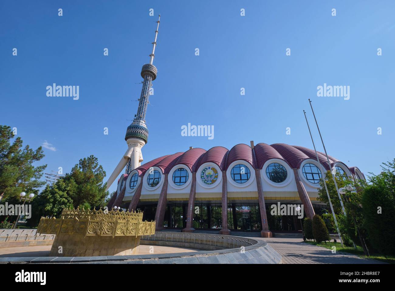The Tashkent Television Tower next to the tennis sport palace Soviet ...