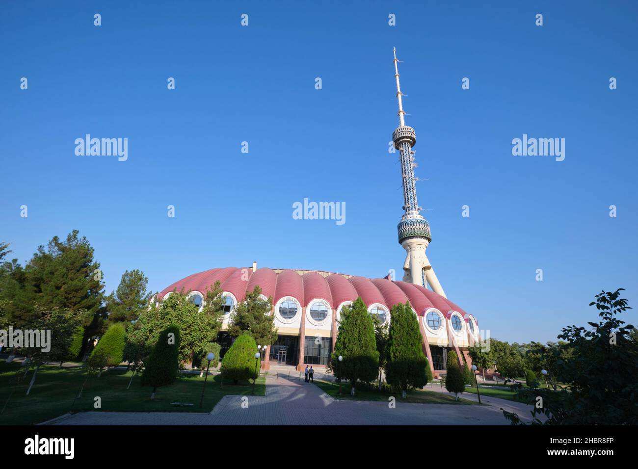 The Tashkent Television Tower next to the tennis sport palace Soviet ...