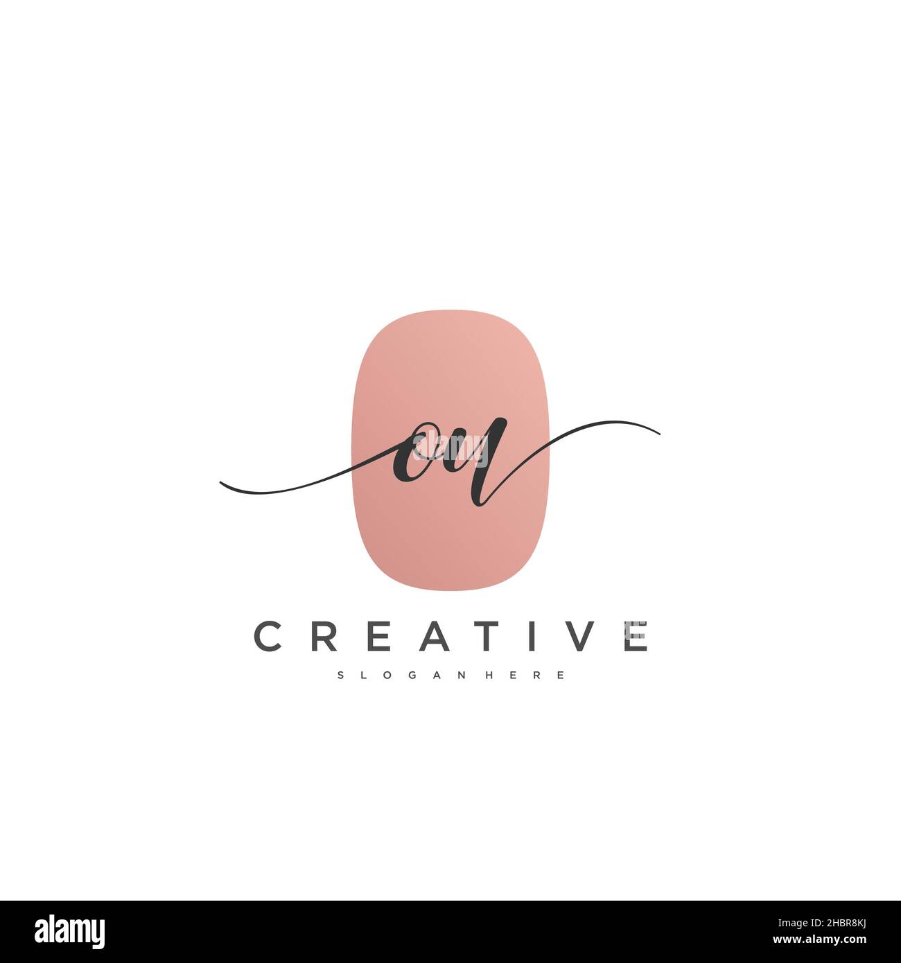 OU Initial handwriting minimalist geometric logo template vector art ...