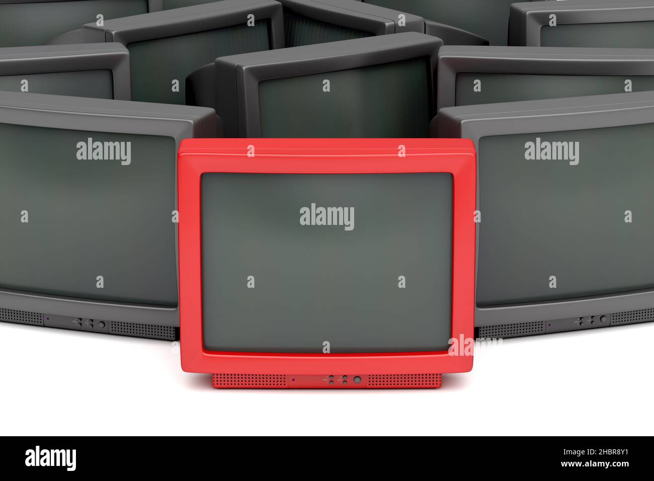 Concept image with unique red retro tv Stock Photo - Alamy