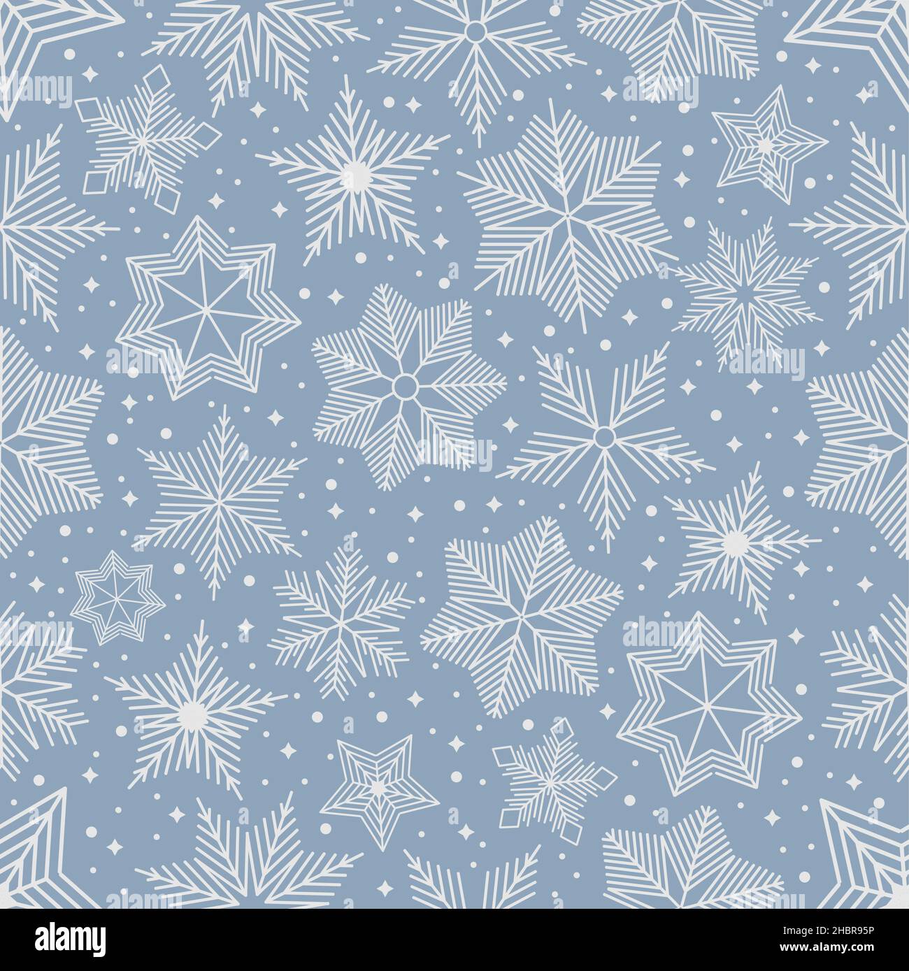 Simple Christmas seamless pattern. Snowflakes with different ornaments ...