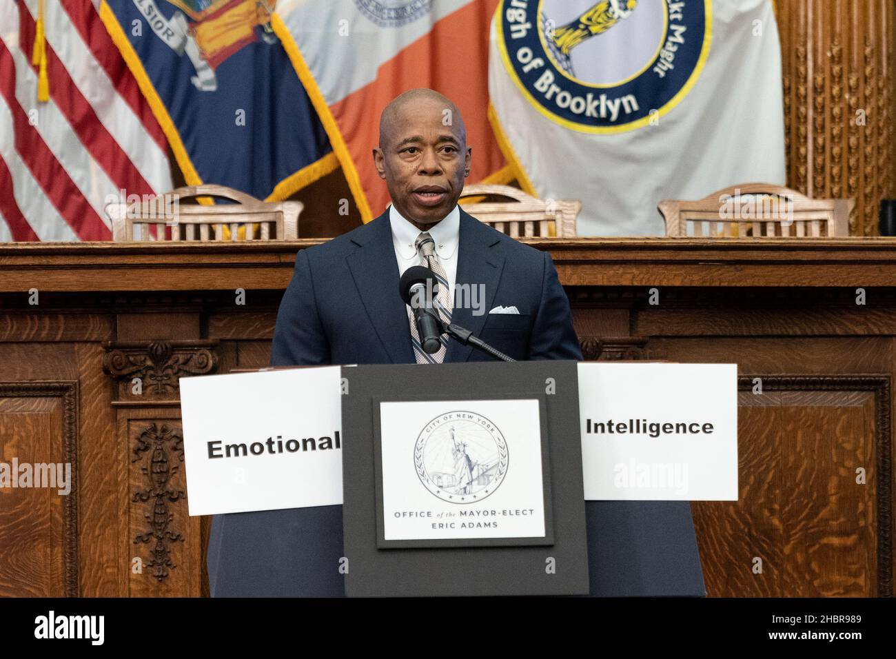 New York, New York, USA. 20th Dec, 2021. Mayor-elect Eric Adams speaks ...