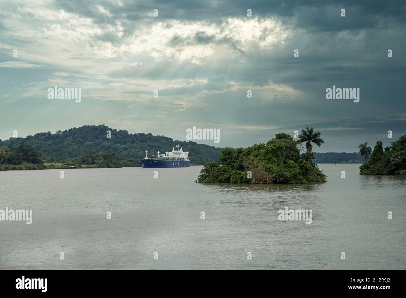 Famous Panama Canal with sunset Stock Photo - Alamy