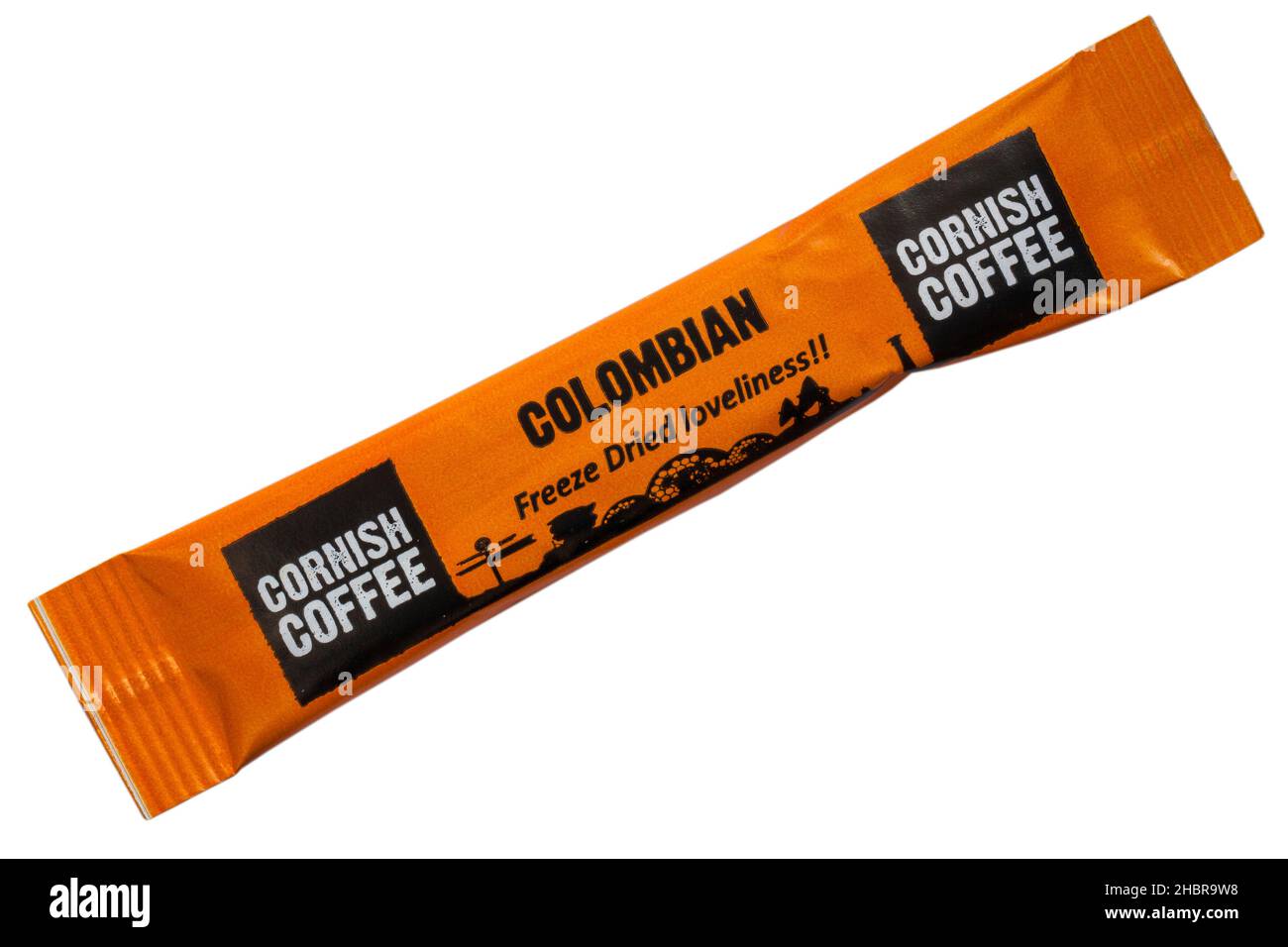 Sachet of Cornish Coffee Columbian isolated on white background ...