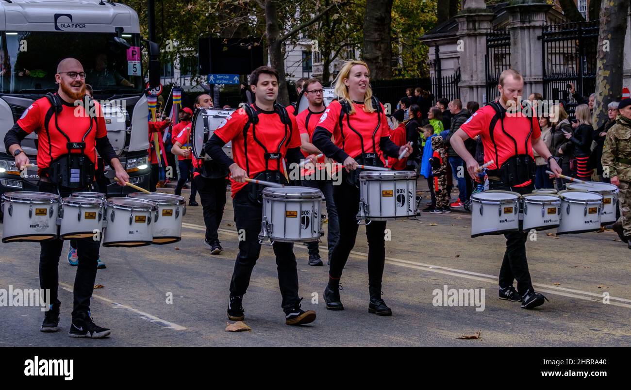 Drummers leading the DLA Piper float at the Lord Mayor's Show, 2021 ...