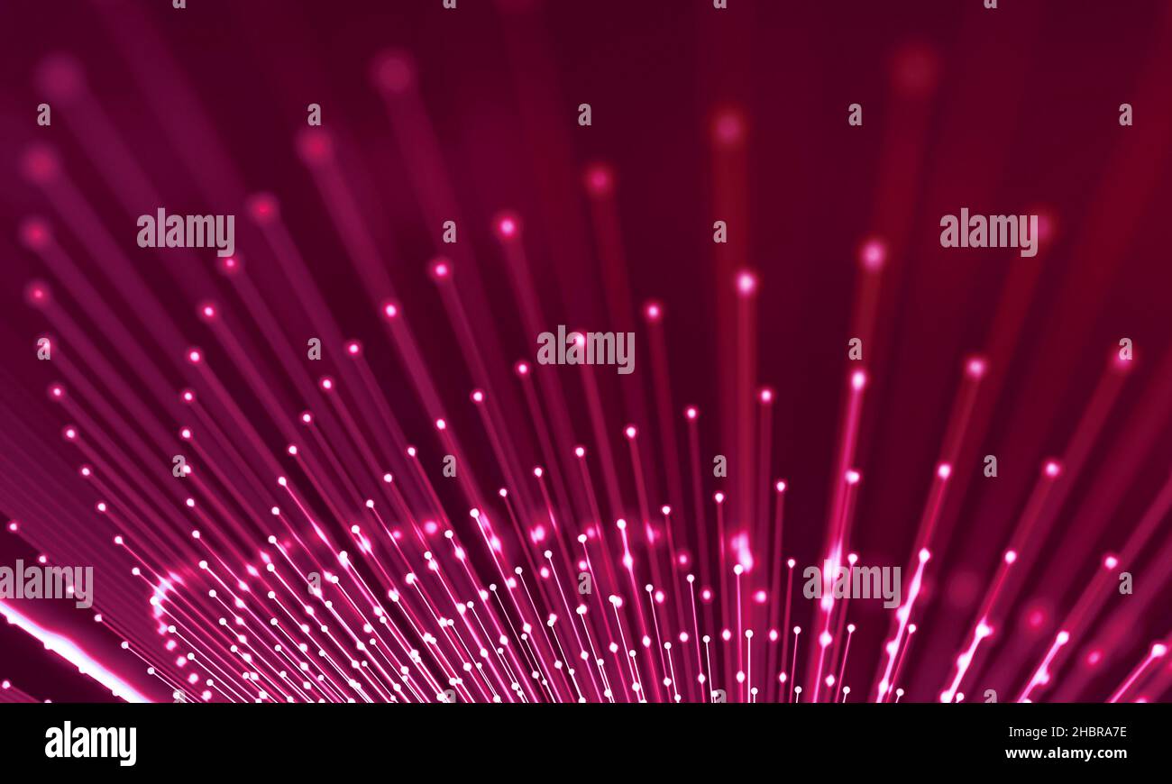 Abstract red tech background. connection of dots and lines. 3d ...