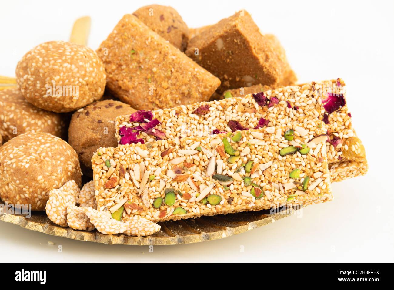 Winter Delicacy Makar Sankranti Or Lohri Mithai Gulab Gajak, Pista ...