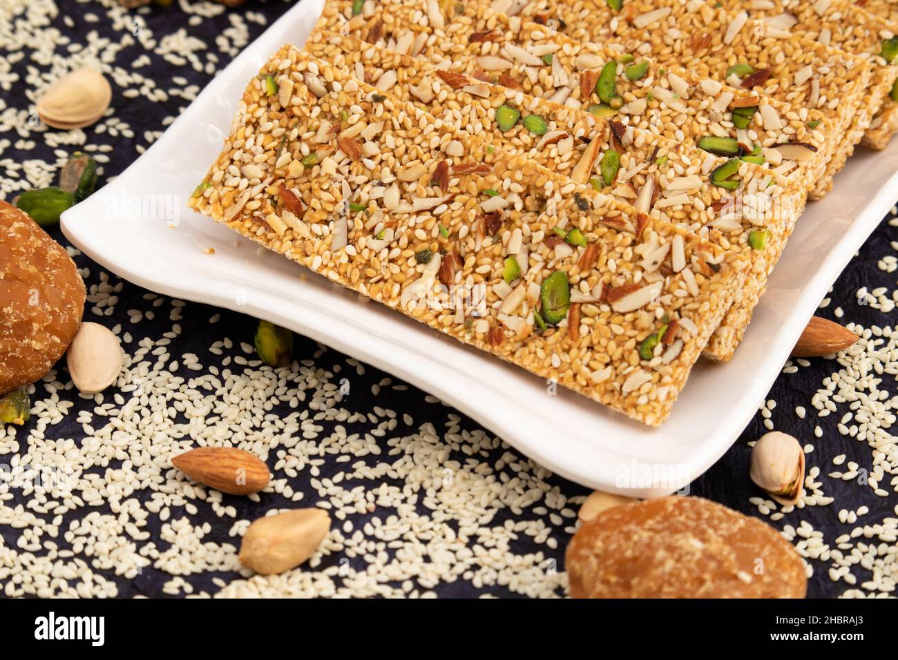 Winter Delicacy Makar Sankranti Or Lohri Mithai Pista Gajak Also Known ...