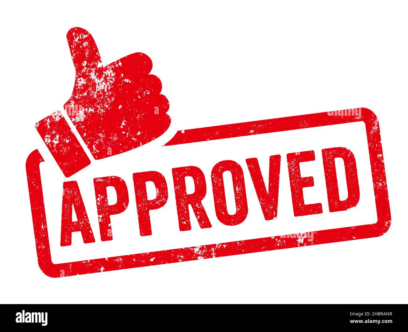 Red stamp with thumb - Approved Stock Photo - Alamy