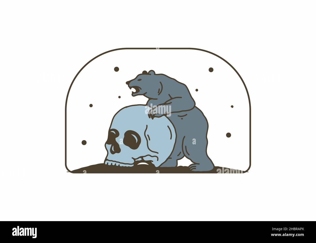 Bear and skull vintage illustration design Stock Vector Image & Art - Alamy