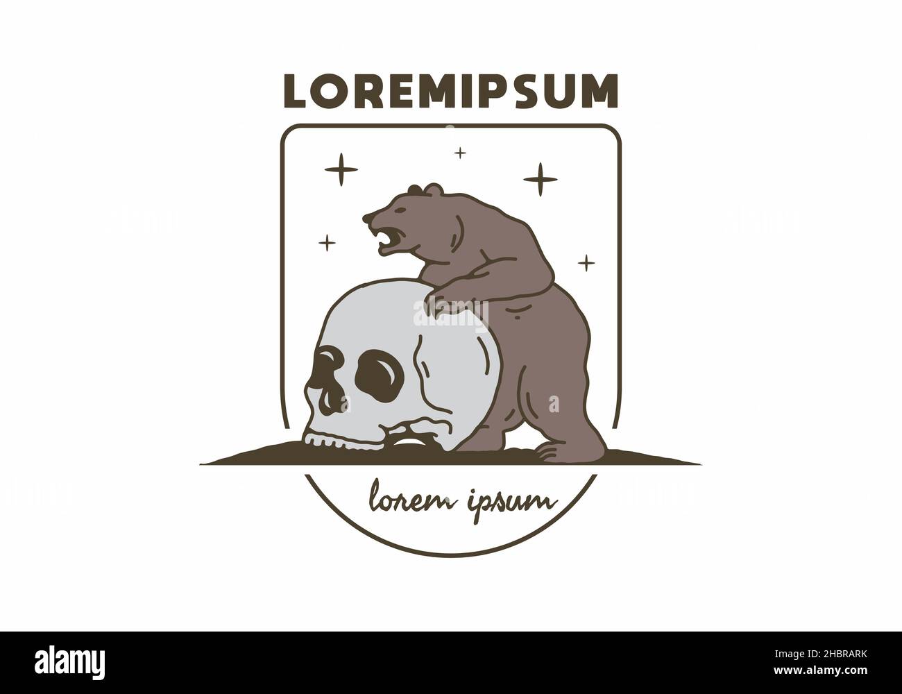 Bear and skull vintage illustration design Stock Vector Image & Art - Alamy