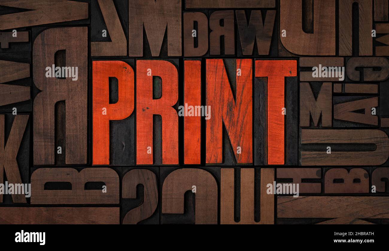 Retro letterpress wood type printing blocks - Print Stock Photo - Alamy