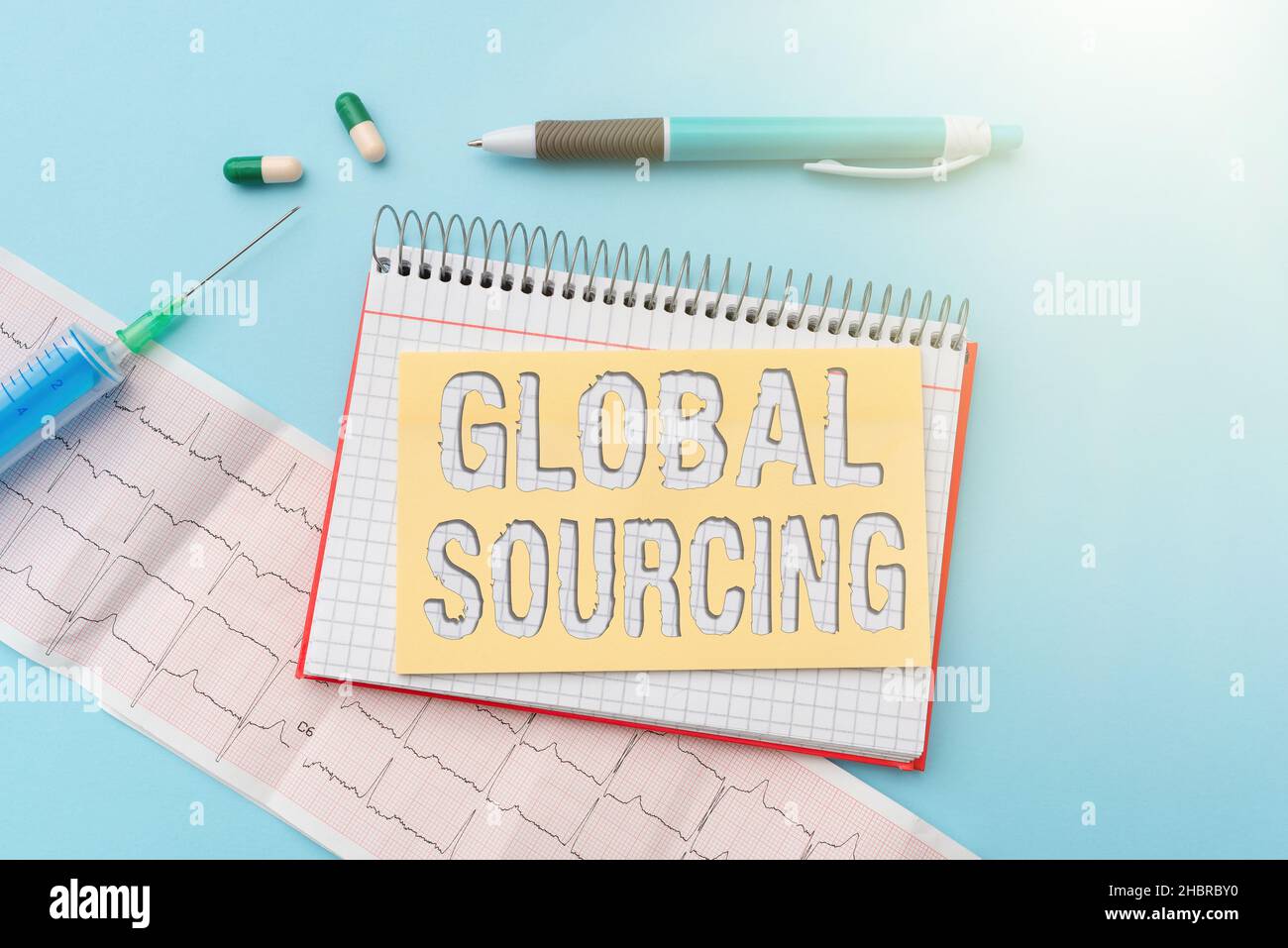 Conceptual display Global Sourcing. Business showcase practice of ...