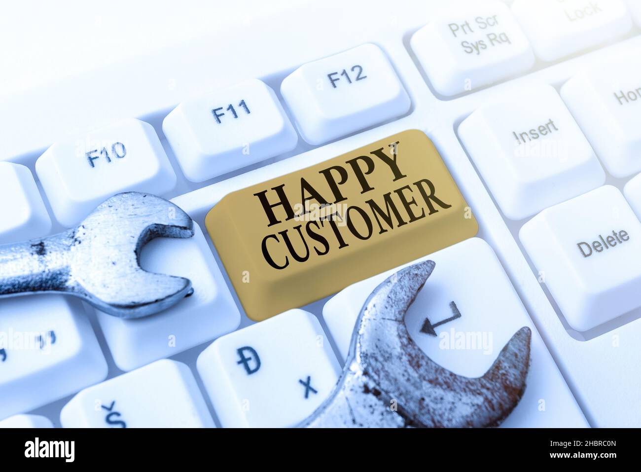 Writing Displaying Text Happy Customer Business Approach Highest Satisfaction Rate With The