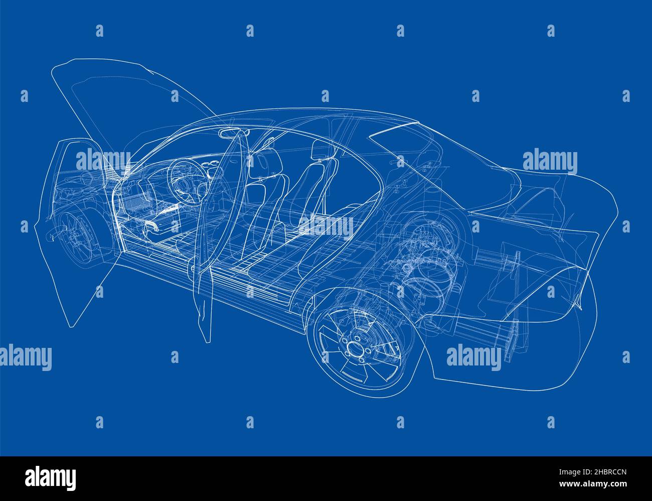 Electric Car With Chassis. 3d illustration Stock Photo - Alamy