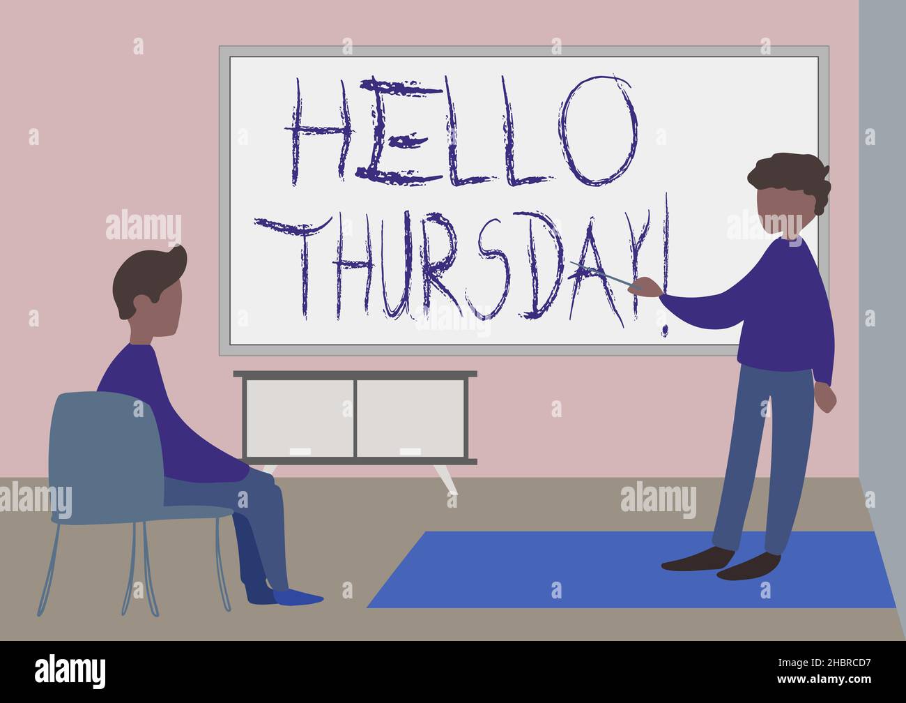 Conceptual caption Hello Thursday. Concept meaning a positive message ...