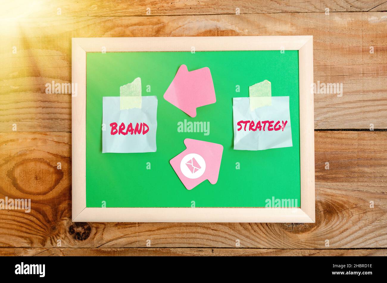 Sign displaying Brand Strategy. Business overview Long term marketing ...