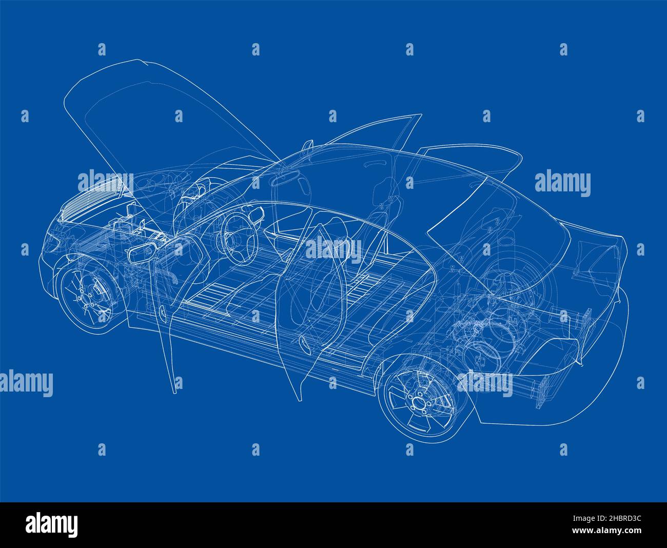 Electric Car With Chassis. 3d illustration Stock Photo - Alamy