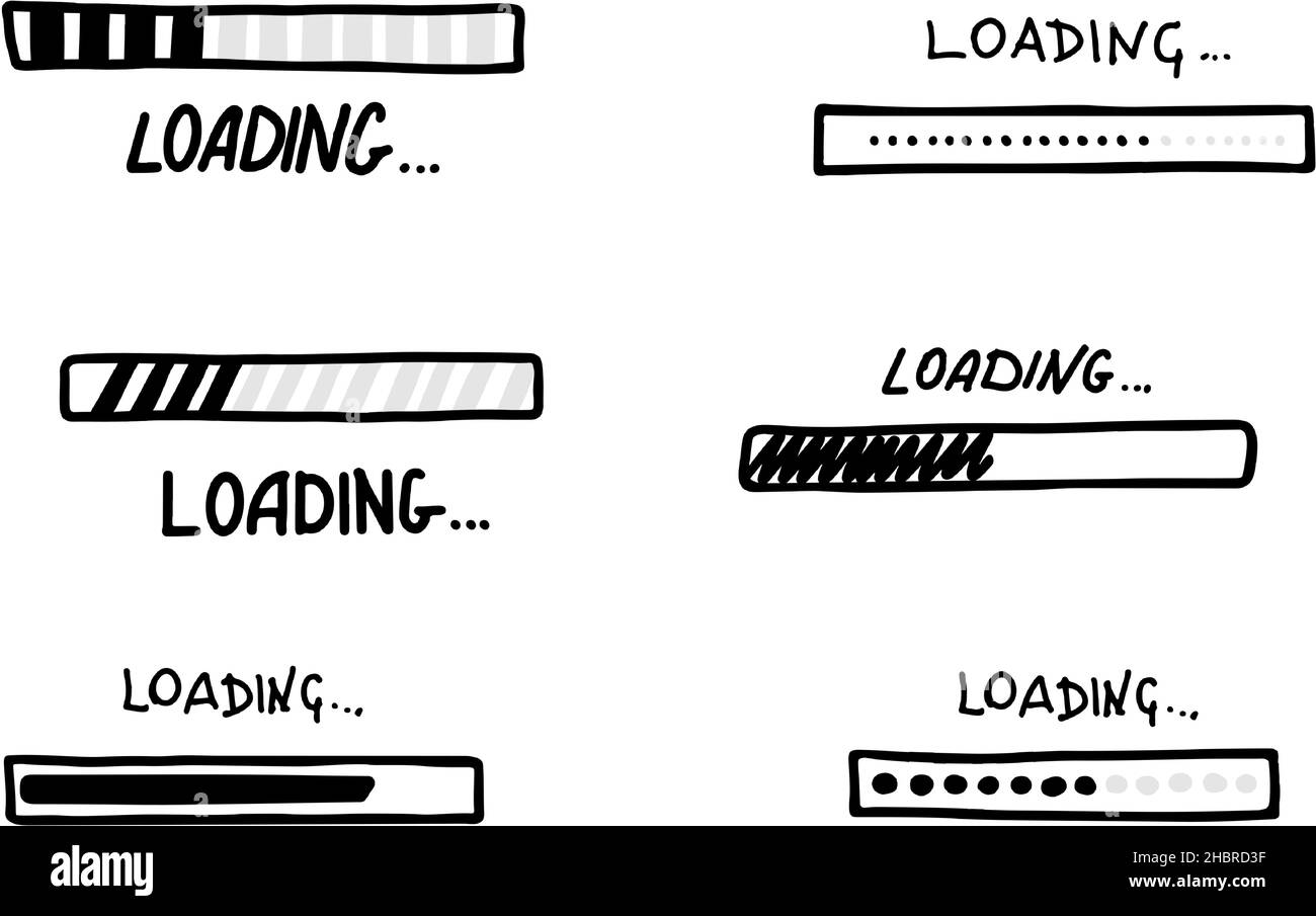 Loading bar doodle icon. Progress loading bar. Hand drawn sketch ...