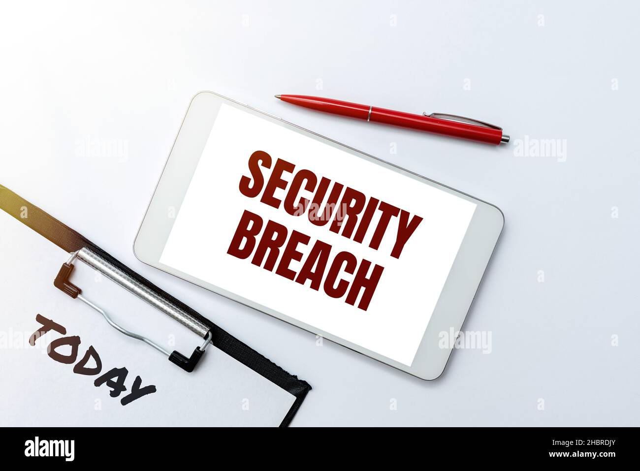 Hand writing sign Security Breach. Concept meaning incident that ...