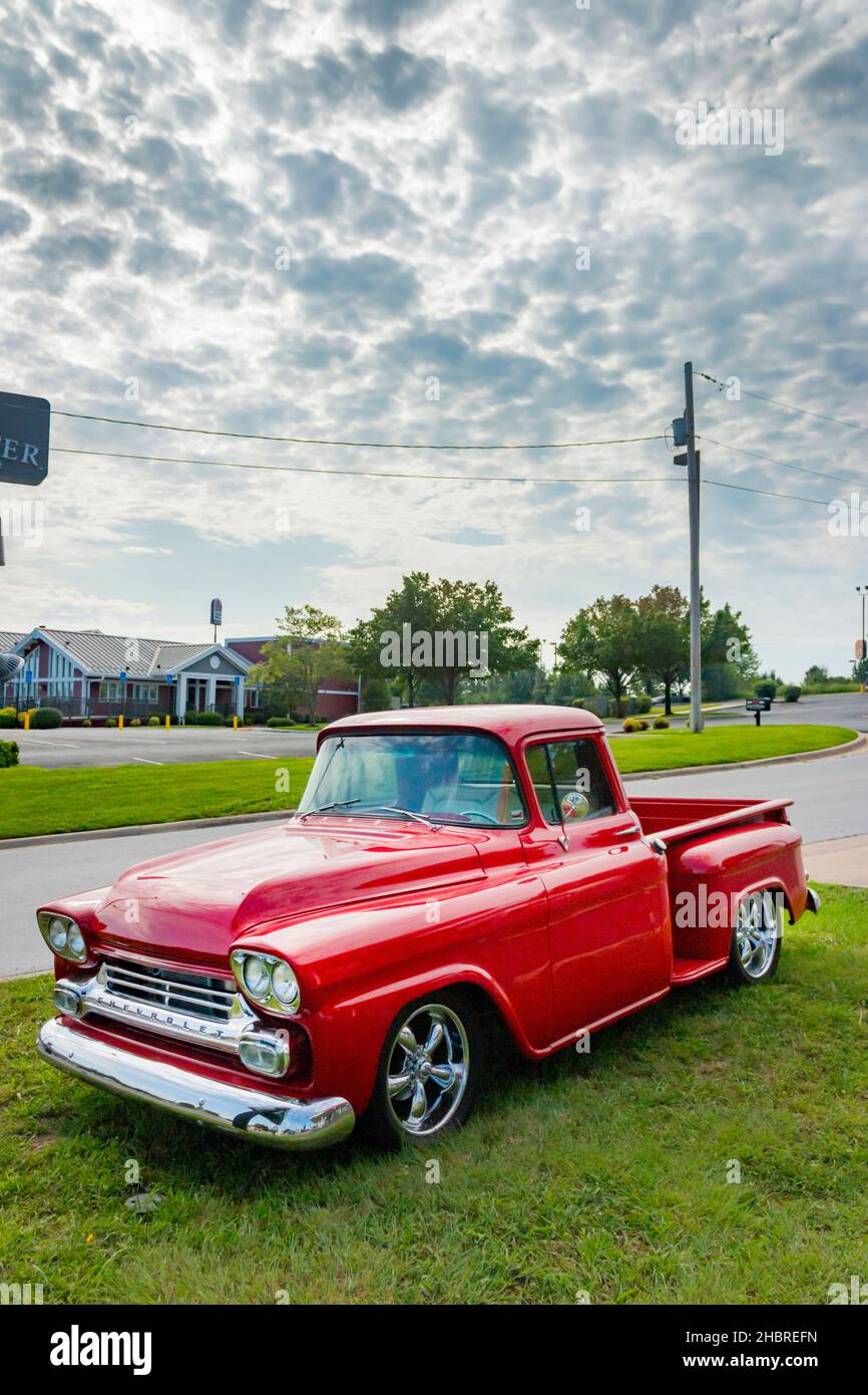 red 1958 custom Chevrolet Apache pickup truck Stock Photo - Alamy