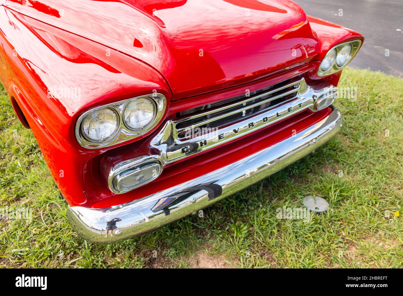red 1958 custom Chevrolet Apache pickup truck Stock Photo - Alamy