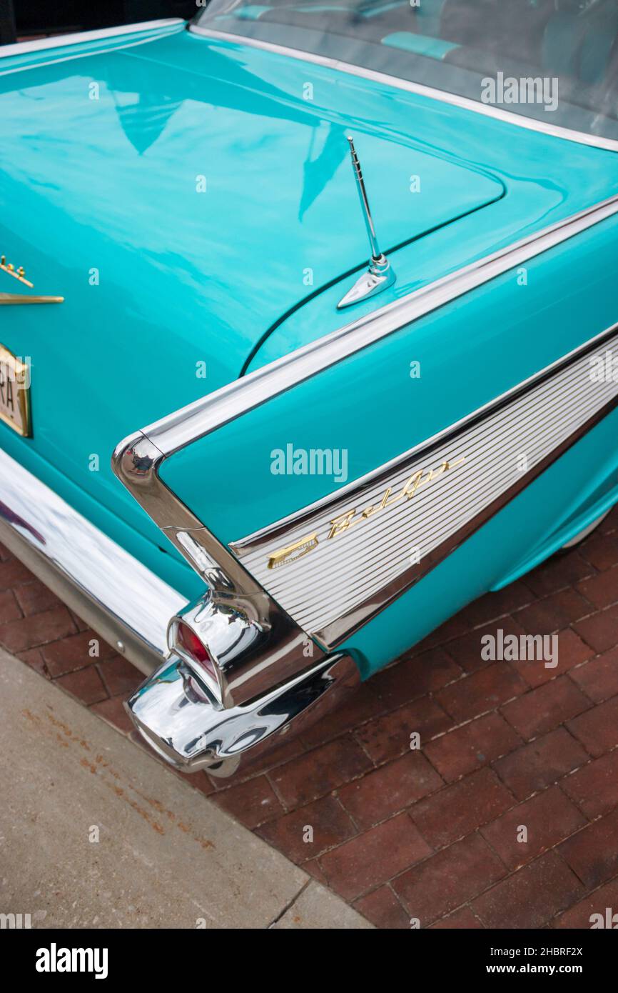 rear end wings fins of 1957 Chevrolet Bel Air in Black Stock Photo - Alamy