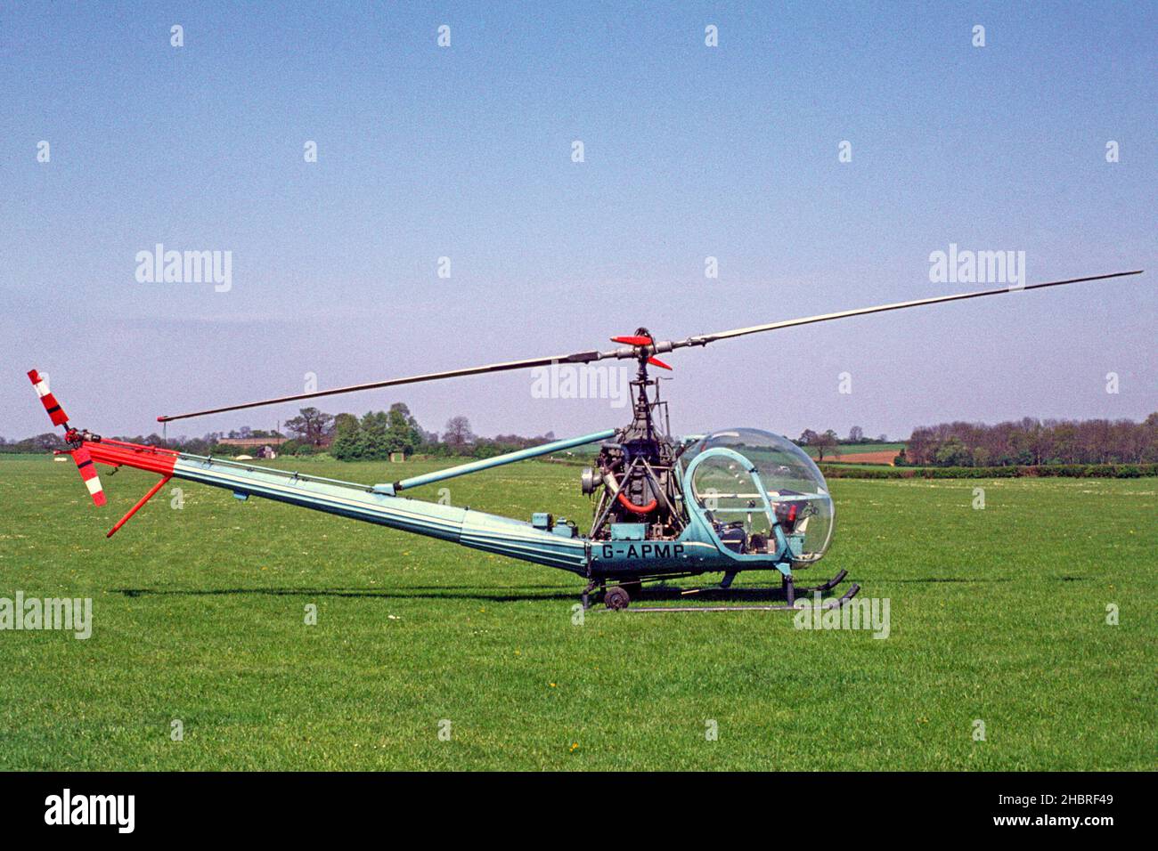 A HILLER UH-12C helicopter at Sywell in 1974 Stock Photo - Alamy