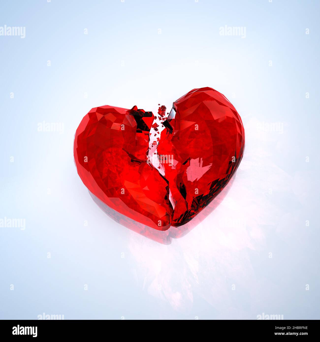 3D Rendering of a Broken Ruby Diamond Heart Stock Photo - Alamy