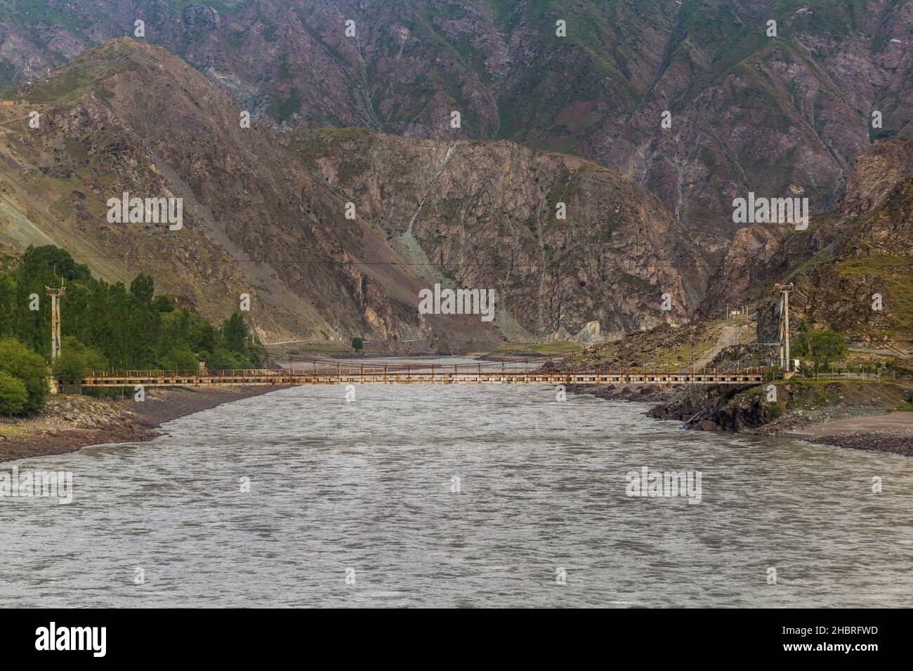 Tajik Afghan Friendship Bridge across the Panj River Stock Photo - Alamy