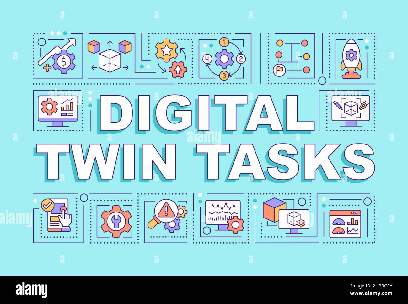 Digital twin tasks word concepts turquoise banner Stock Vector Image & Art - Alamy