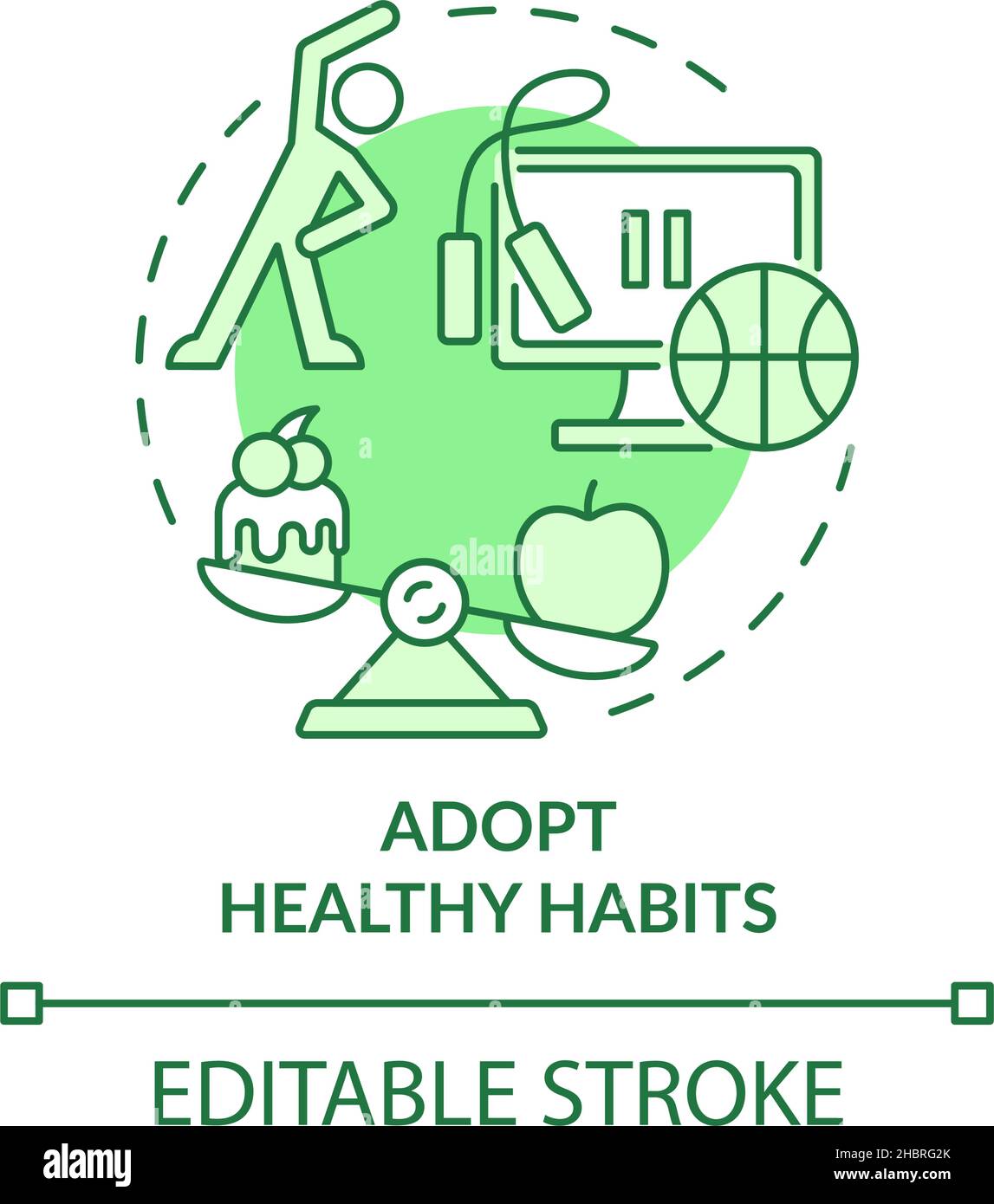 Adopt healthy habits green concept icon Stock Vector Image & Art - Alamy