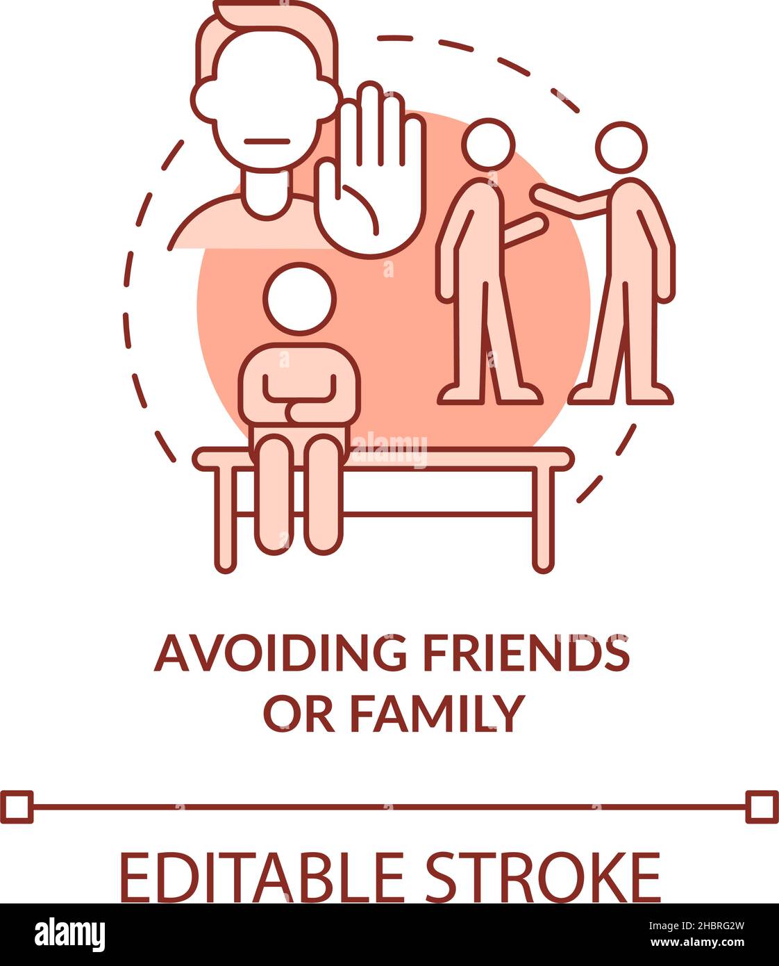 Avoiding friends and family terracotta concept icon Stock Vector Image ...