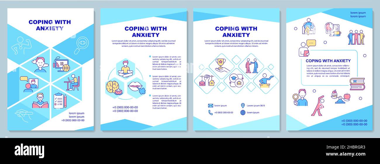 Coping with anxiety blue brochure template Stock Vector Image & Art - Alamy