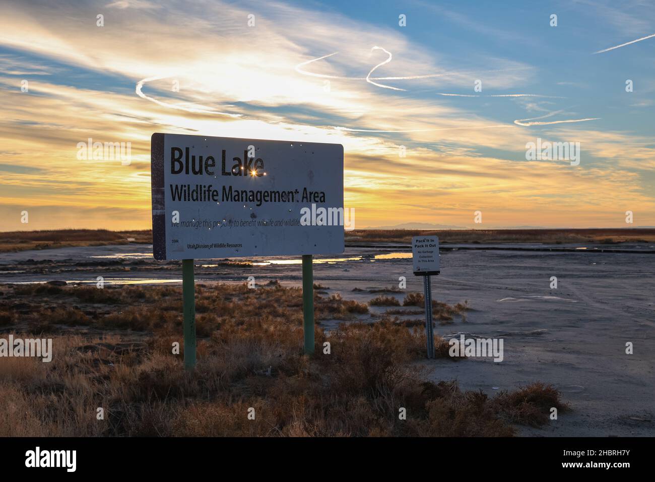 BLUE LAKE, UNITED STATES - Nov 04, 2021: A sign marks the boundary of ...