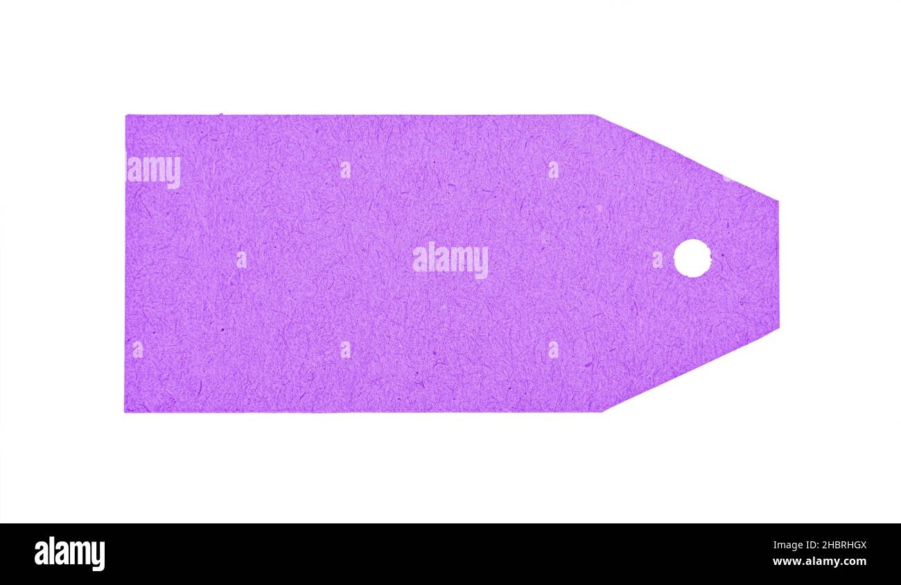 Close up one blank purple lavender colored paper label or price tag ...