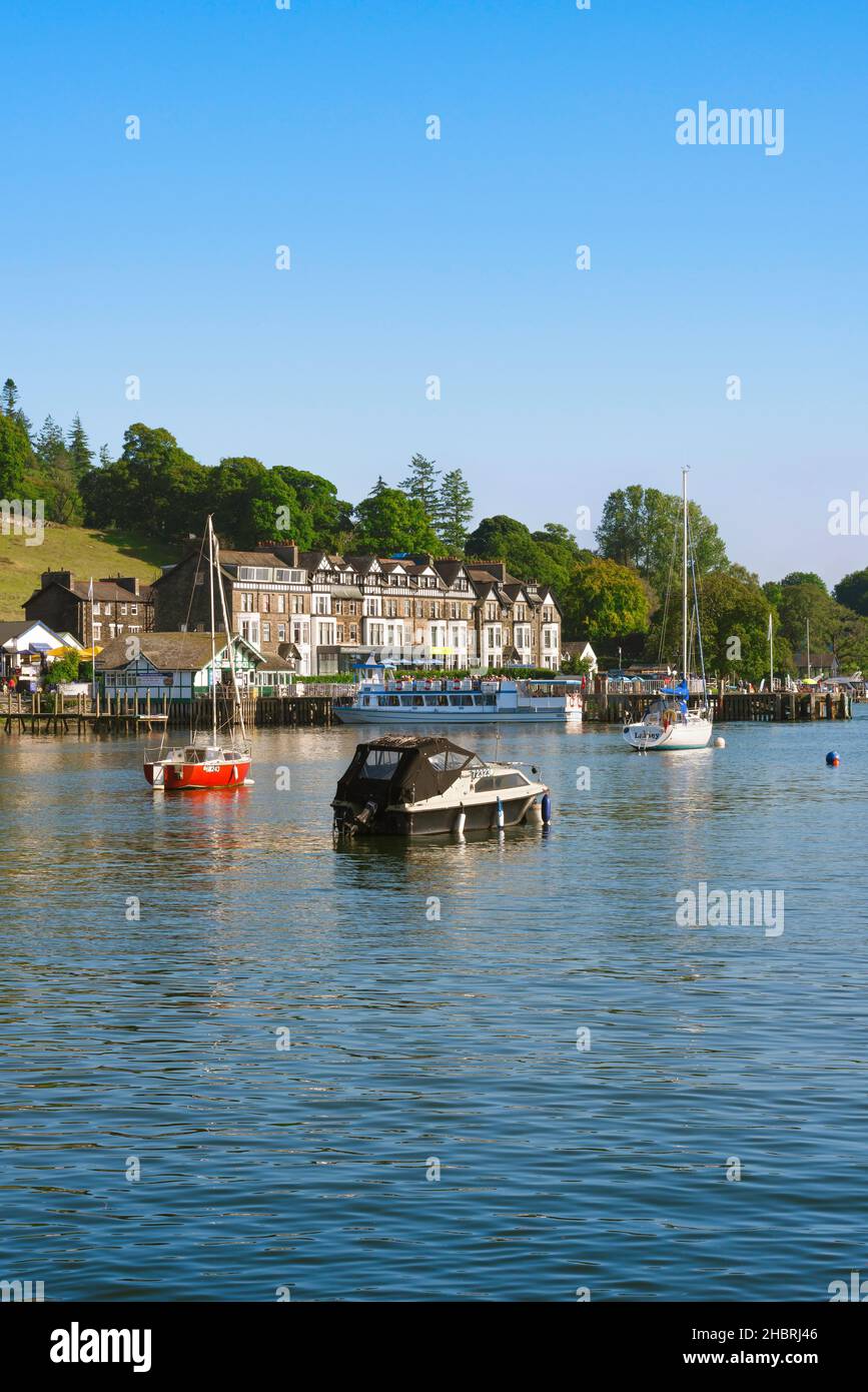 Waterhead Lake District, view in summer of the harbour in Waterhead at ...