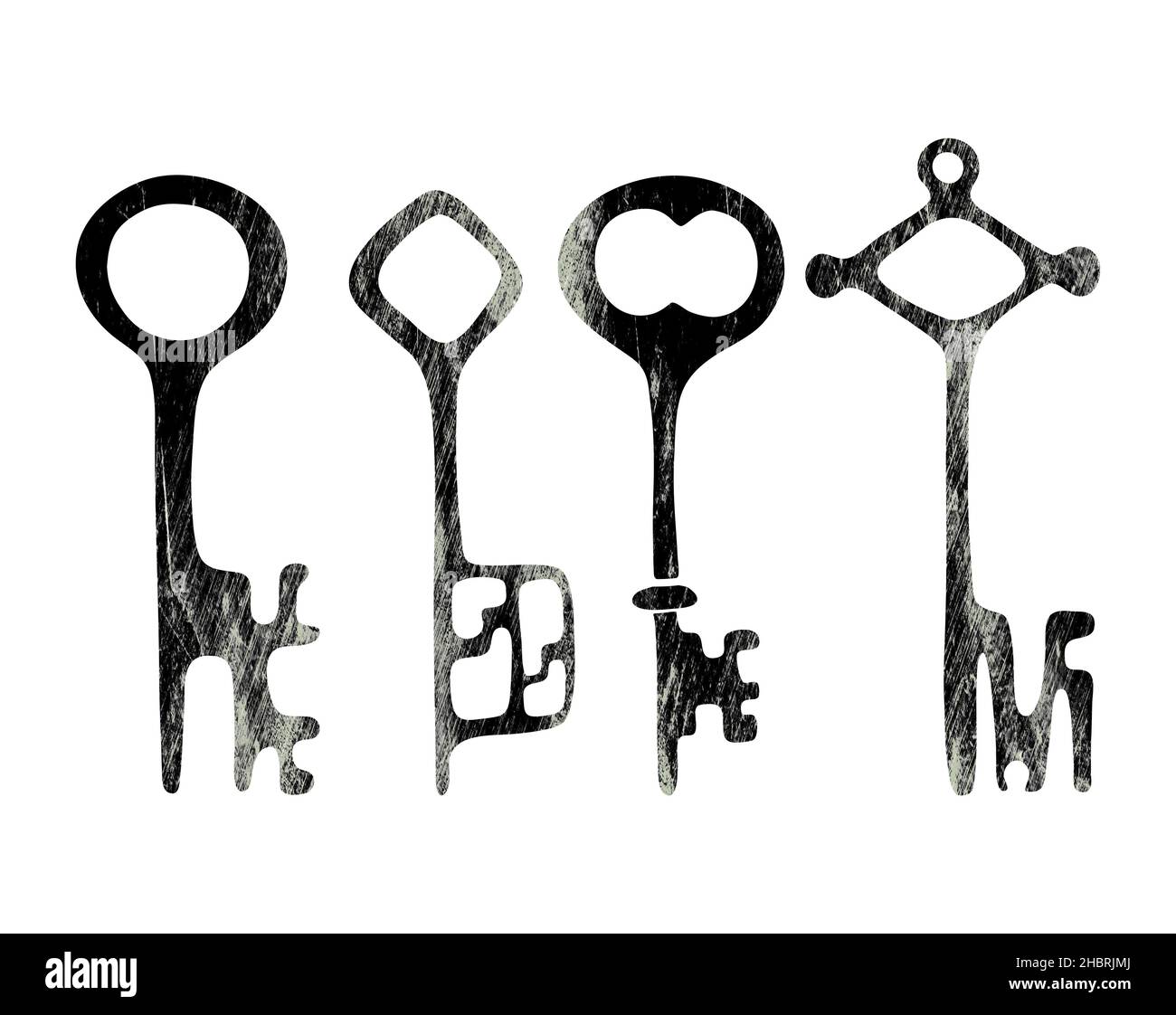 Old texture keys with scratches and scuffs, vintage, tracing, worn ...