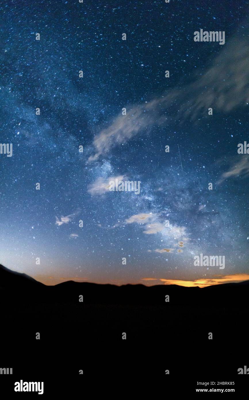 The Milky Way on the Sibillini Mountains Natural Park, Castelluccio di ...