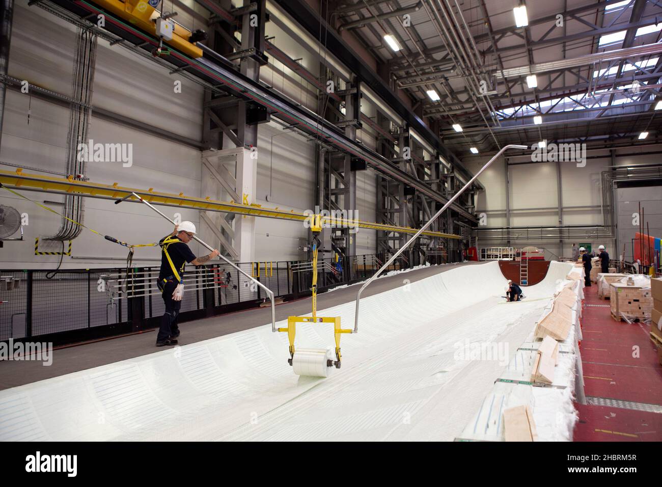 Workers at the Siemens Gamesa offshore blade factory in the Port City ...