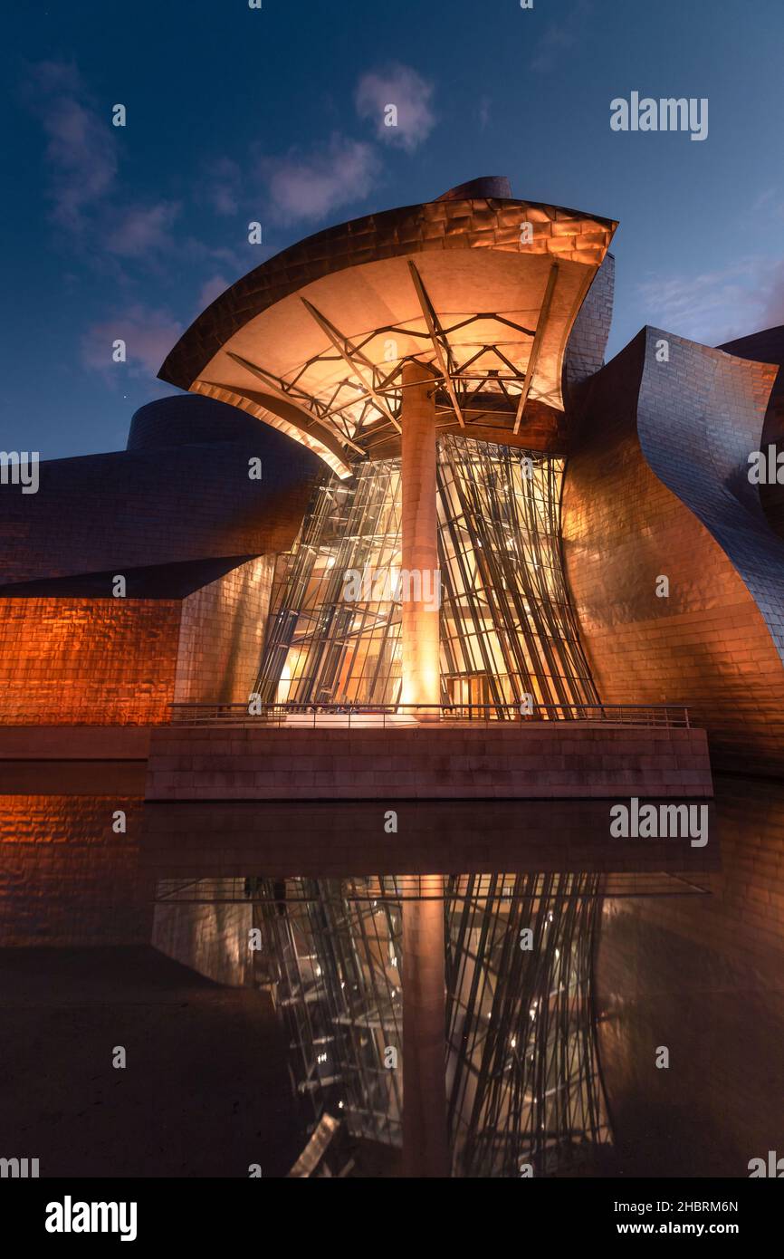 View of the famous Guggenheim Museum in Bilbo, Bizkaia, Basque Country ...