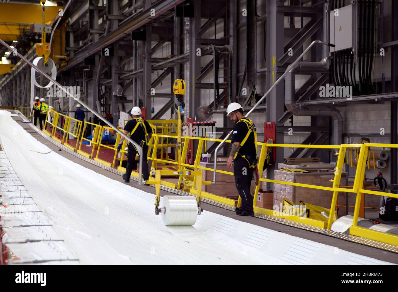 Workers at the Siemens Gamesa offshore blade factory in the Port City ...