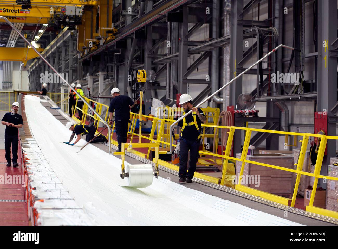 Workers in the Siemens Gamesa offshore blade factory in the Port City ...