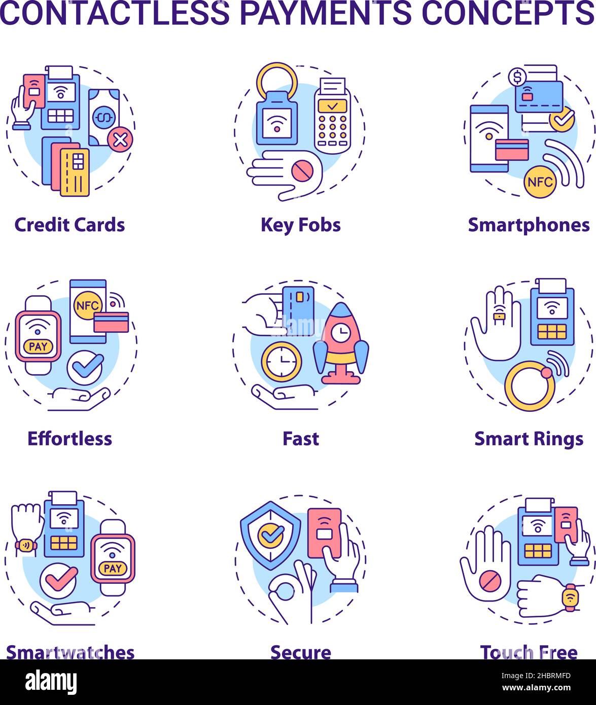Contactless payments concept icons set Stock Vector Image & Art - Alamy