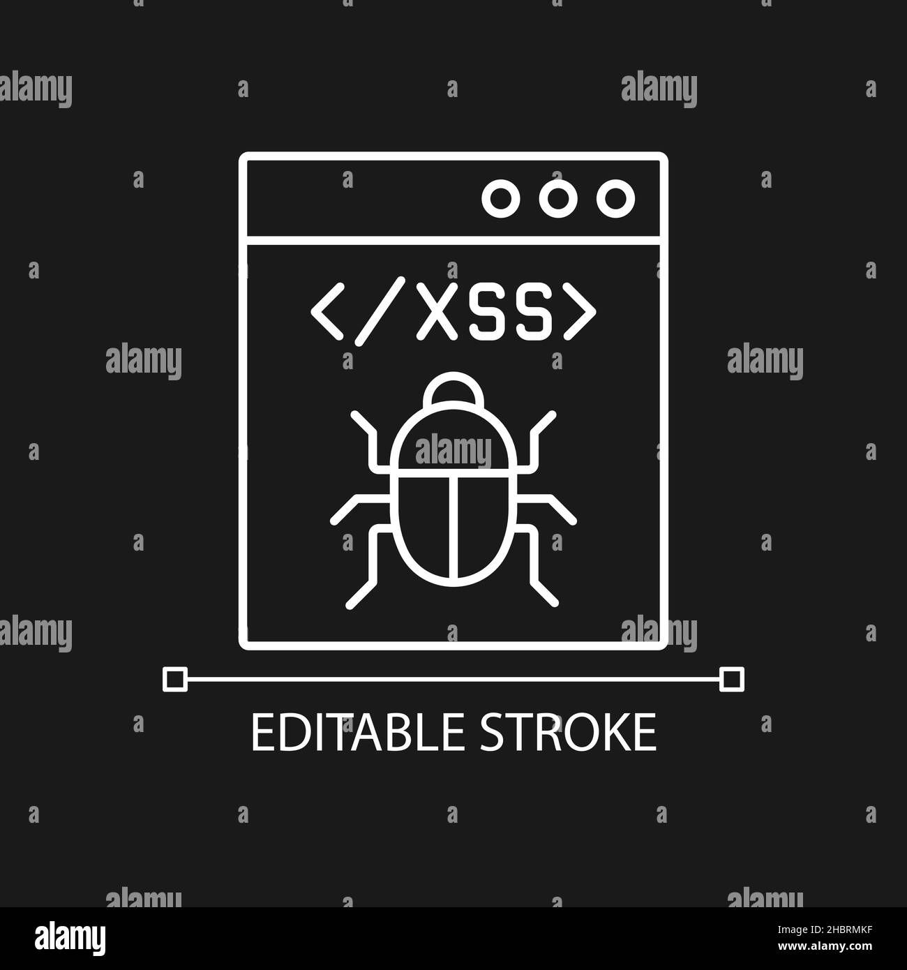 XSS attack white linear icon for dark theme Stock Vector Image & Art ...